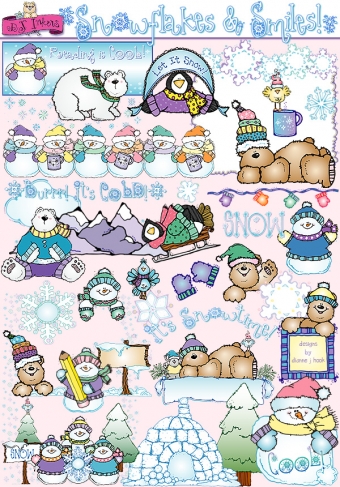 Snowflakes & Smiles winter clip art by DJ Inkers