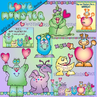 Love Monster Valentine clip art by DJ Inkers
