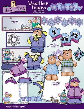 Weather Bears for Winter clip art created by DJ Inkers