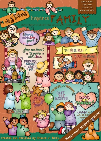 Family clip art images, borders and printable projects by DJ Inkers