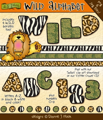 Wild animal print clip art alphabet by DJ Inkers