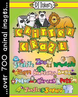 Cute Animal Clip Art for kids, classrooms and crafting - DJ Inkers