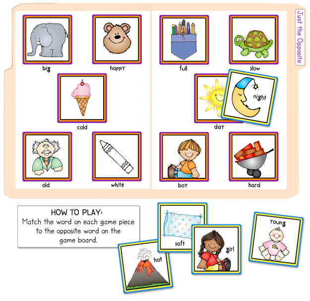 Teach kids about opposites with this fun file folder game by DJ Inkers
