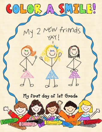 Cute chalkboard style kids clip art, crayons and smiles by DJ Inkers