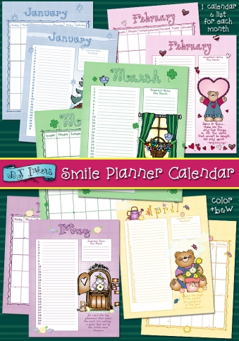 Calendar & yearly planner printables for smiles al year by DJ Inkers