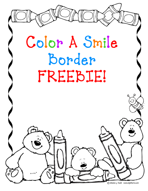 Color a Smile Border - Coloring Page FREEBIE