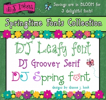 3 fresh fonts for creating springtime smiles by DJ Inkers