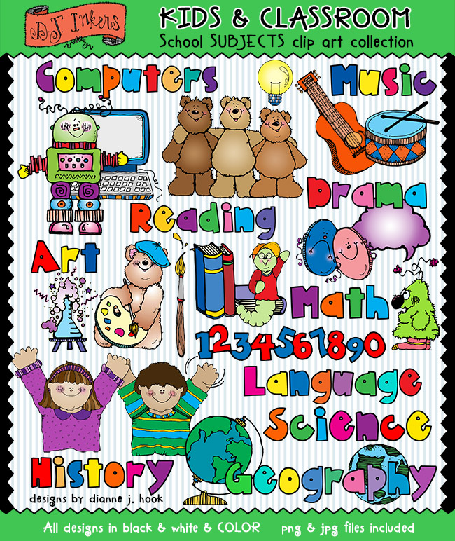 Create Classroom Schedules Centers And More With School Subject Clip Art Dj Inkers