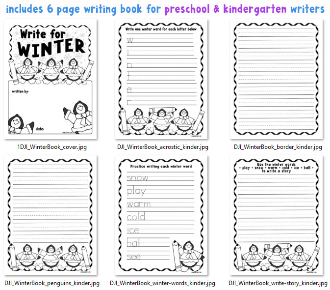 Winter writing prompts, handwriting practice and journal pages by DJ Inkers