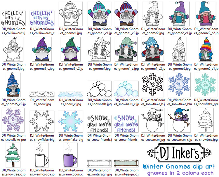 This whimsical winter gnome clip art by DJ Inkers is snow much fun!