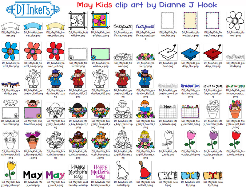 Cute kids clip art for May, Graduation and Mother's Day by DJ Inkers